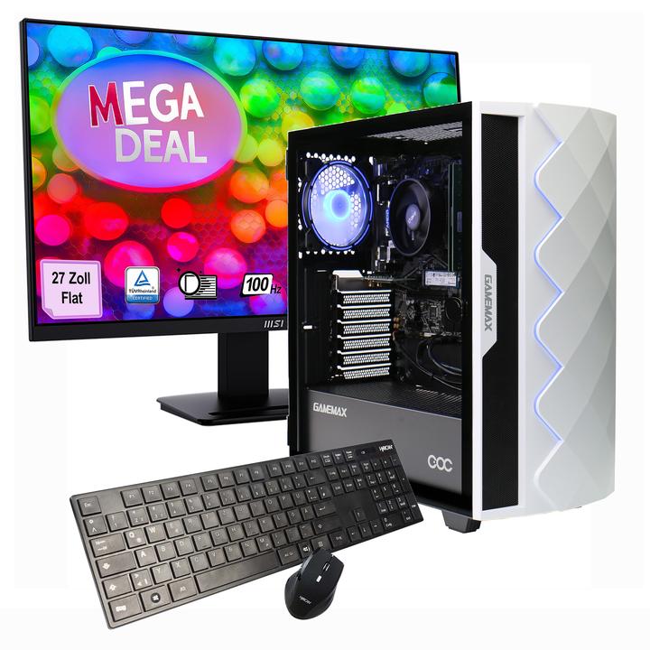 GameMax MegaDeal Multimedia PC Diamond WT SET2609 7614 + MSI PRO MP273A Monitor 69cm (27 ...