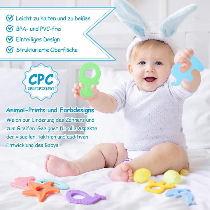 Activity Board Tiere Beisshilfe Baby, BPA-frei Grosser Beissring Baby ...
