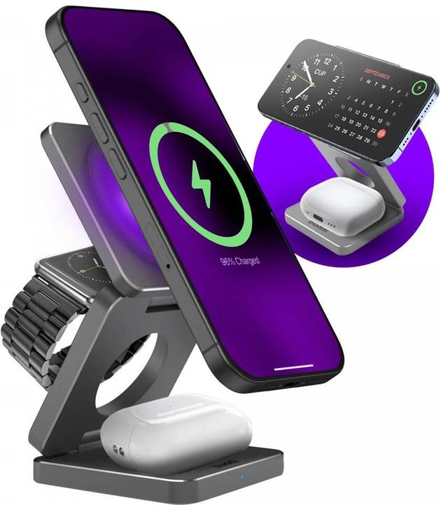 Buddi Power 3-in-1 Qi2 Draadloze MagSafe Oplader 15W Compatibel met ...