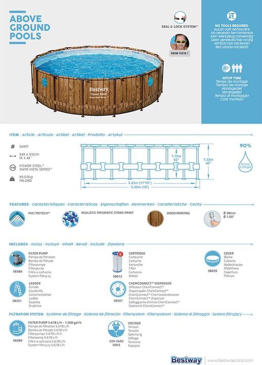 Bestway Power Steel Frame Pool Swim Vista 549x122CM - Galaxus