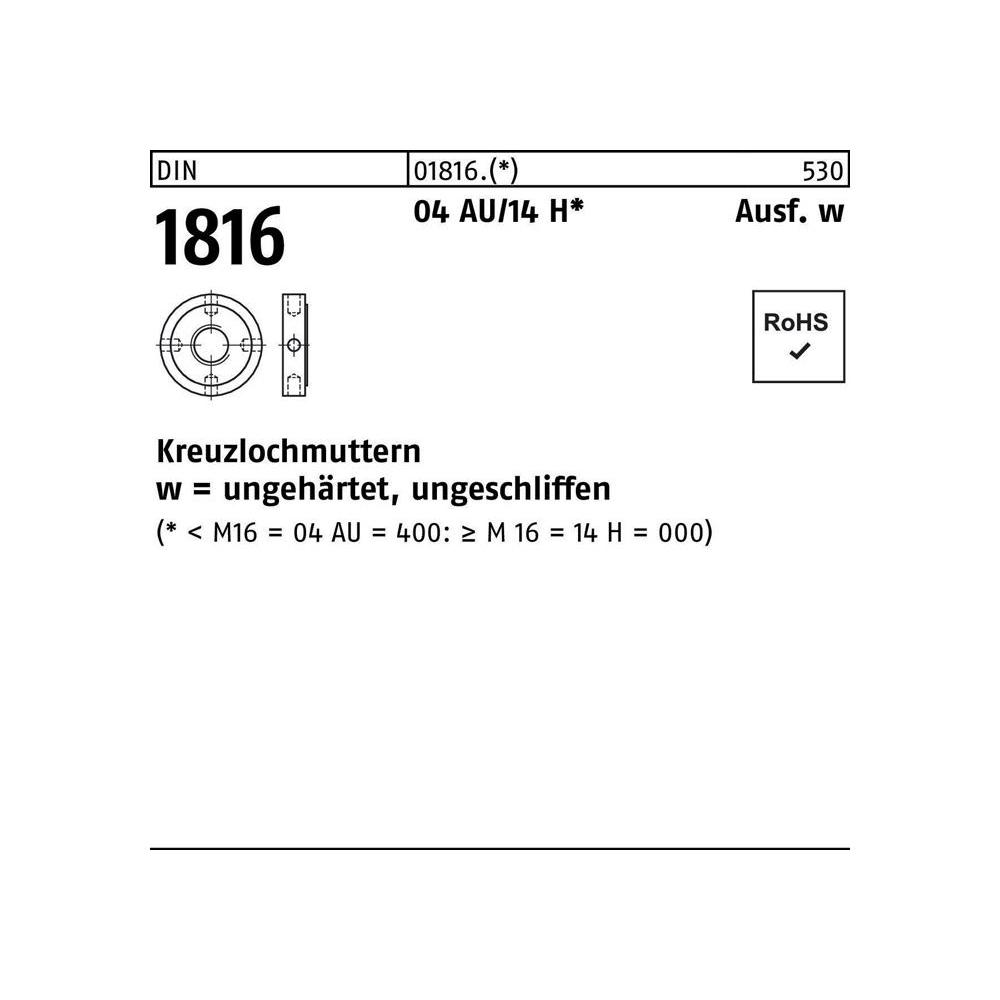Diverse Kreuzlochmutter DIN 1816 M 24 x 1,5 Automatenstahl/14 H - Galaxus