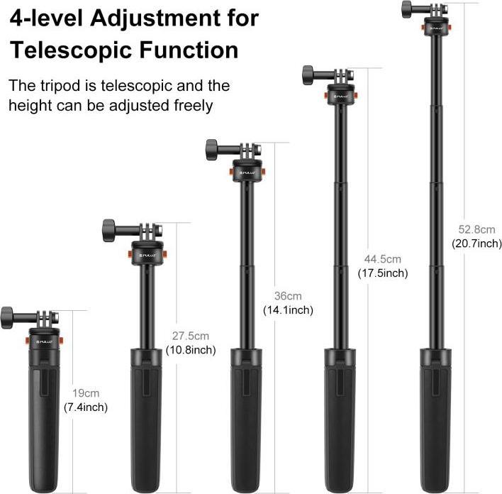 Puluz Mini Magnetic Quick Release Selfie Stick Tripod (Black) - Digitec