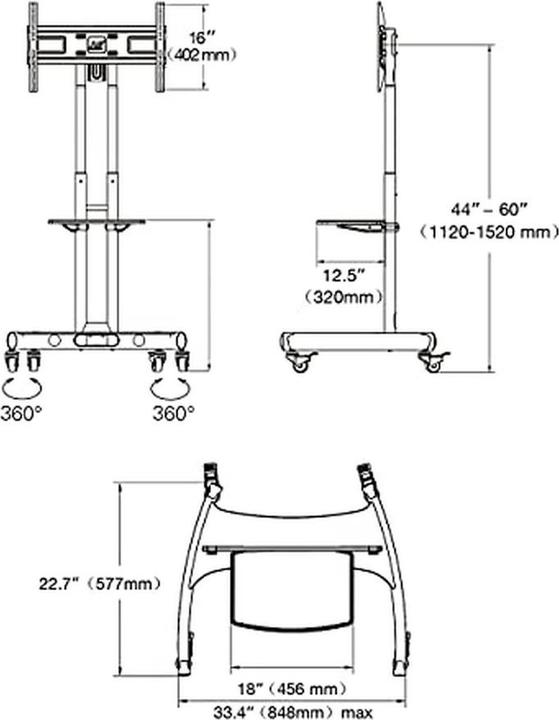 NB Ergosolid standaard met wielen verstelbaar voor LCDLEDPlasmaTV tot ...