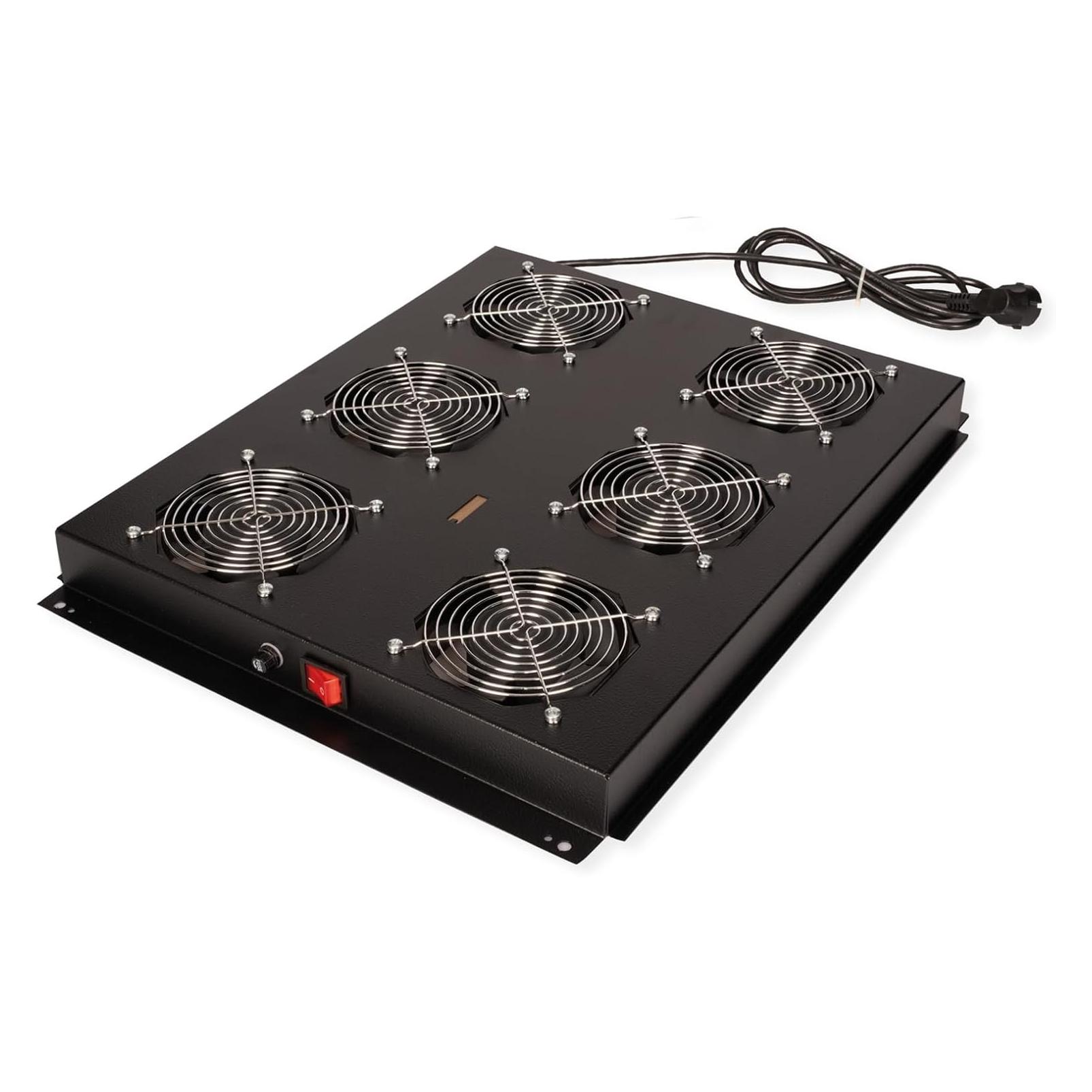 Roline 19-inch roof ventilation unit 6 fans ON/OFF for server cabinet black