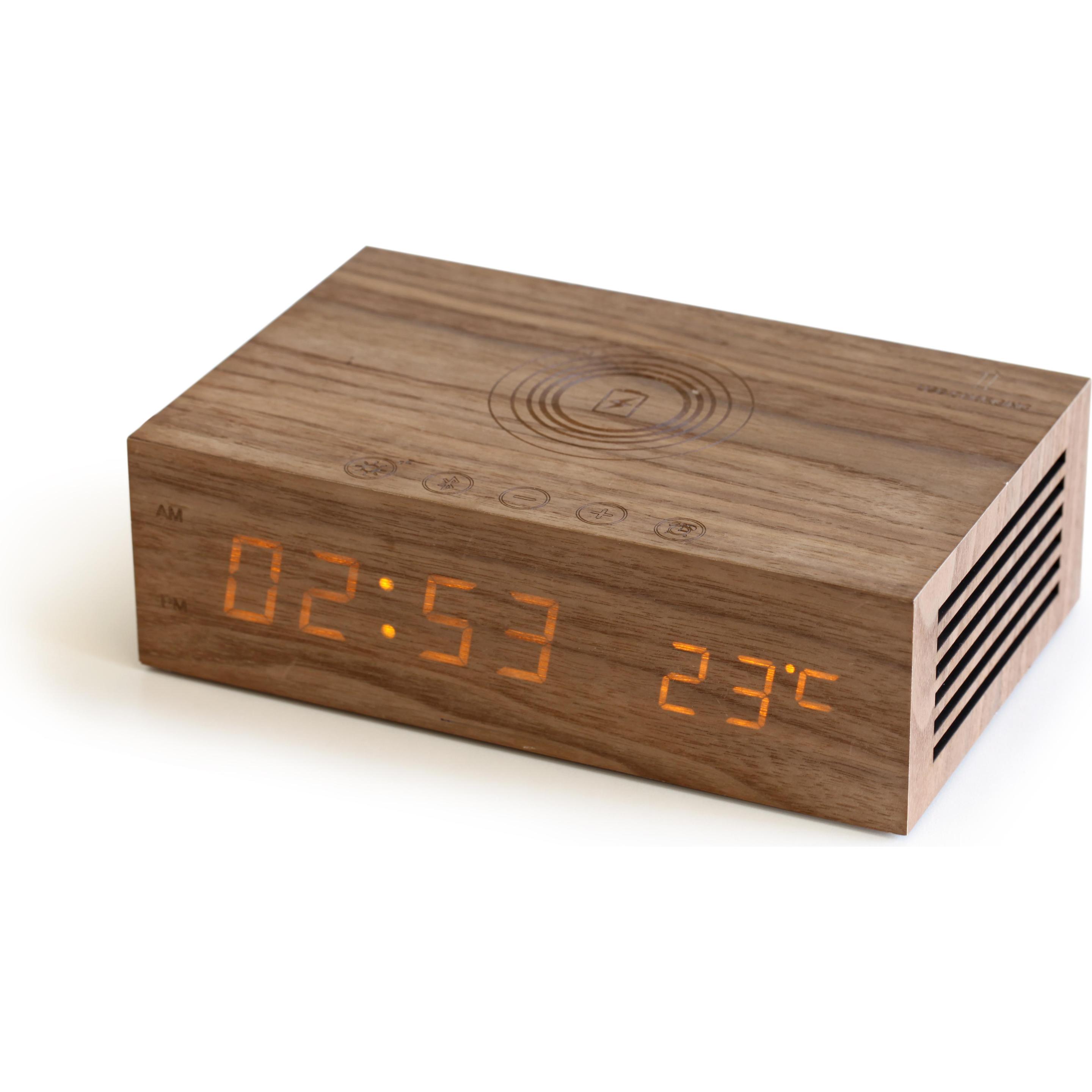Hometime Wooden Bluetooth Alarm Clock Speaker System with Wireless ...
