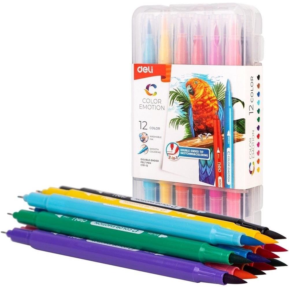 Deli Color Emotio doppelseitige Marker, 12 DELI-Farben - Galaxus