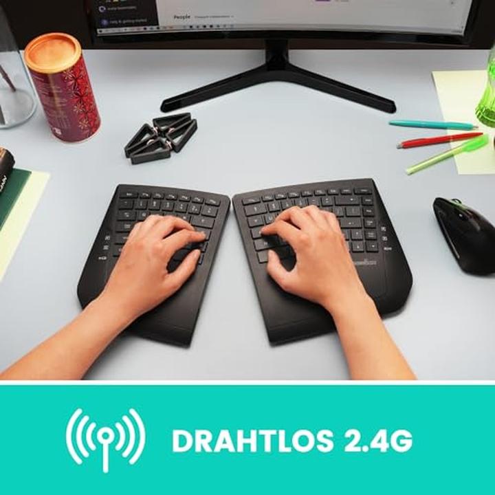Perixx Wireless Ergonomic Split Compact DE Black Keyboard - Digitec