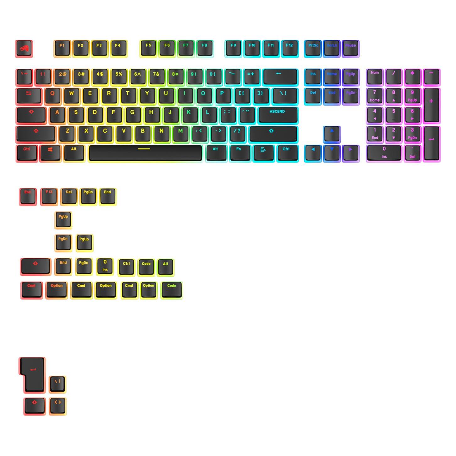 Glorious Aura V3 Keycaps, ANSI Layout (US), PBT, Doubleshot - Schwarz ...