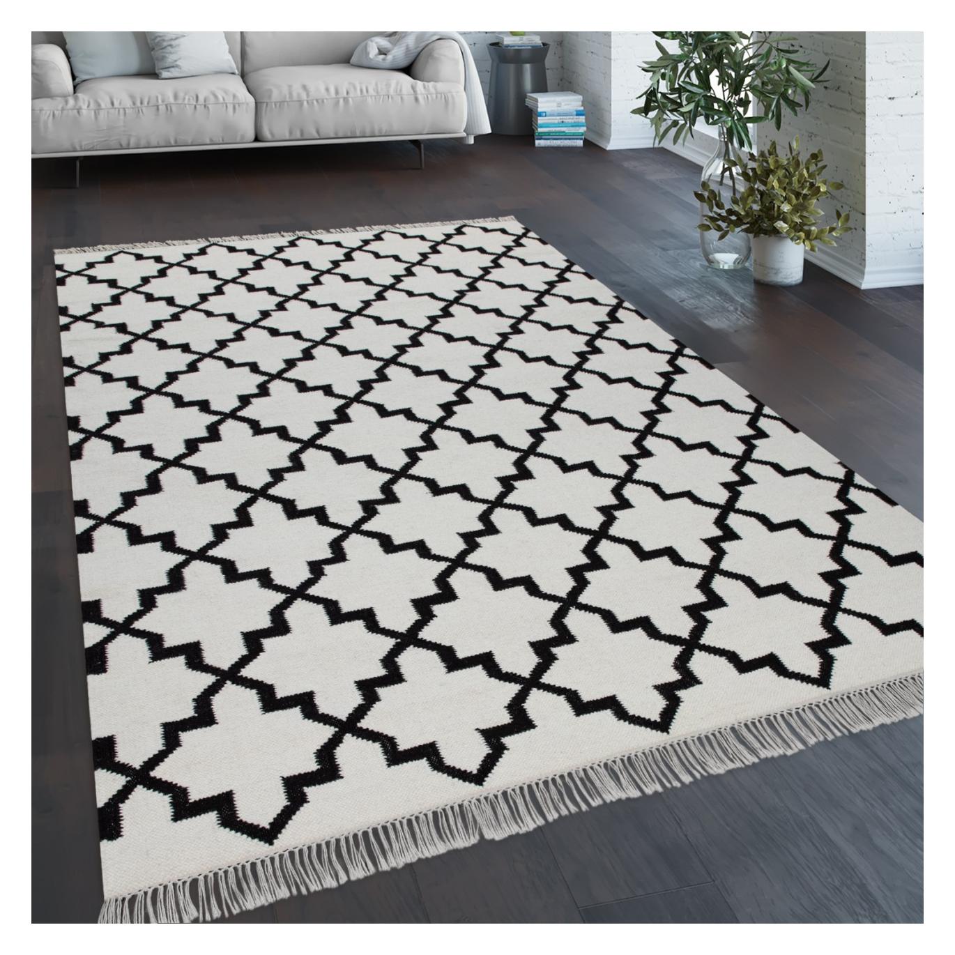 Paco Home Teppich Wohnzimmer Geometr. Orient Muster Handgewebt ...