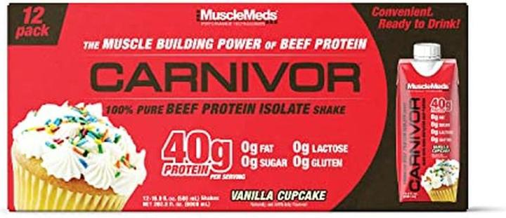 Musclemeds Carnivor RTD Beef Protein Shake (12 pack, Vanilla Cupcake ...