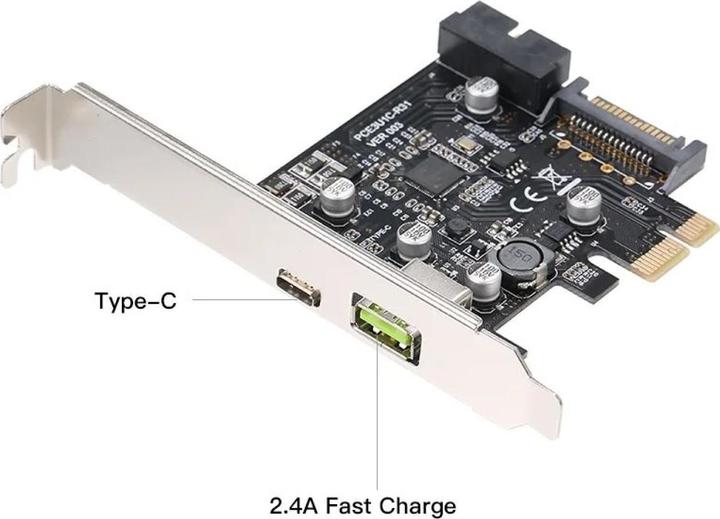 PowerGuard PCIe USB 3.1 Gen1 Erweiterungskarte mit USB-C und 19-Pin ...
