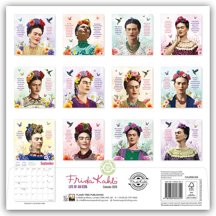 Flame Tree Frida Kahlo: Life of an Icon Wall Calendar 2026 (Art ...