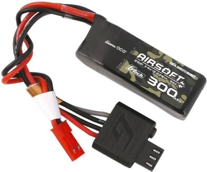 Gens Ace G-Tech 35C 300mAh 2S1P 7.4V Airsoft Gun Lipo Battery with JST ...