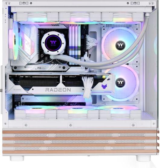 Thermaltake View 270 Plus WS ARGB (weiss/holz, Tempered Glass x 2, Holz ...