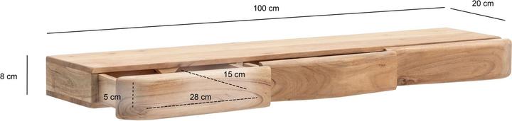 FineBuy Wandregal Akazie Hängeregal mit Schublade Holz Wandboard Regal ...