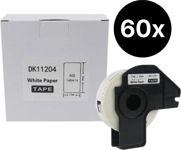 Hermex 60er-Set Alternative Etikettenrolle zu Brother DK-11204 ...