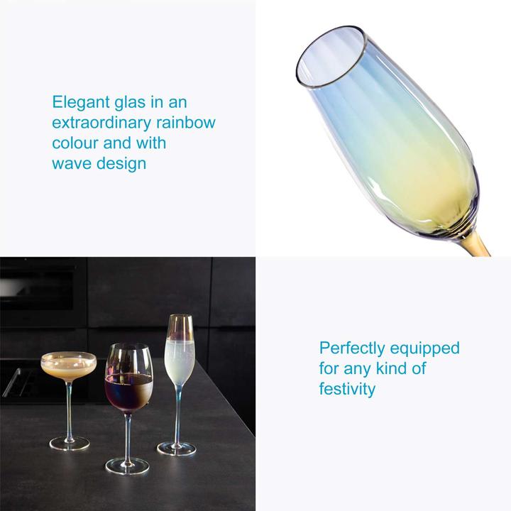 Intirilife Champagner Glas mit Regenbogen Schimmer und Wellenform 200 ...