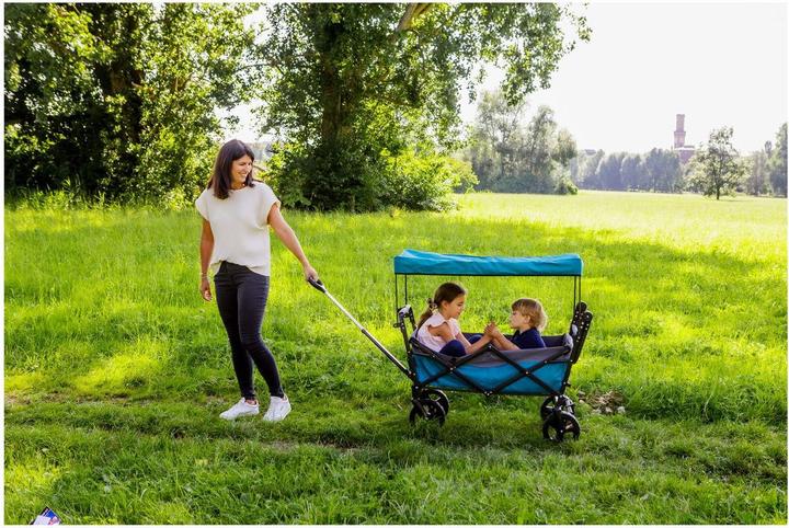 Outdoor Active Handcart "Petrol" with roof, foldable - buy at Galaxus