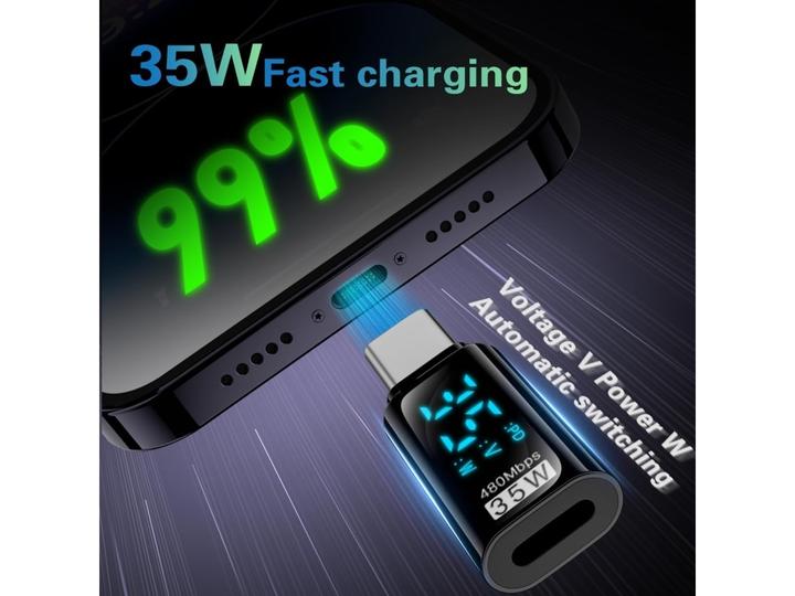 PowerGuard VoltCheck Lightning to USB-C Konverter LED Volt Watt Display ...