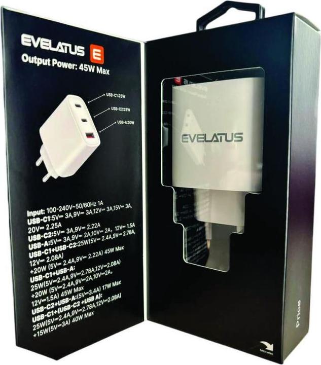 Evelatus 45W Max Fast Charger EU USB-C1/USB-C1/USB-A - Digitec