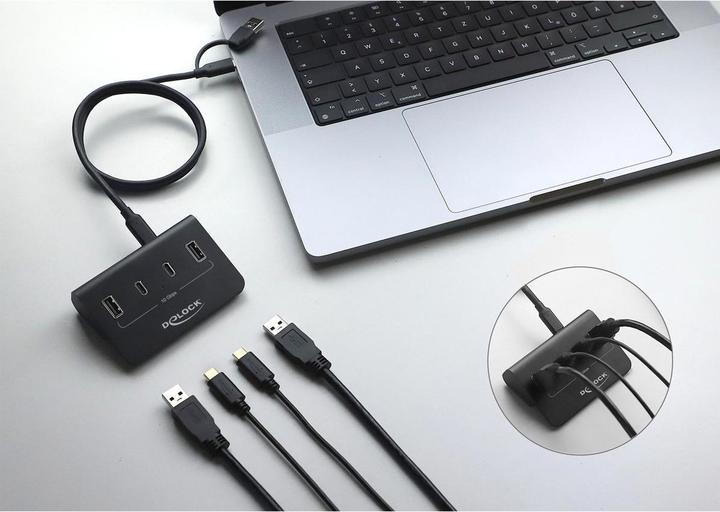 Delock USB 10 Gbps Hub mit 2 USB Type-C und 2 USB Typ-A Ports (64259)