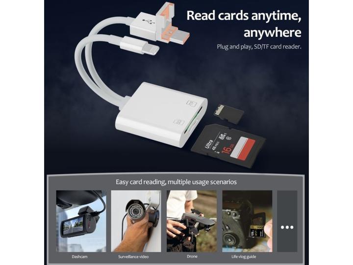 PowerGuard DualHeadConnect USB-C/USB-A Lightning Photo SD Card Adapter ...