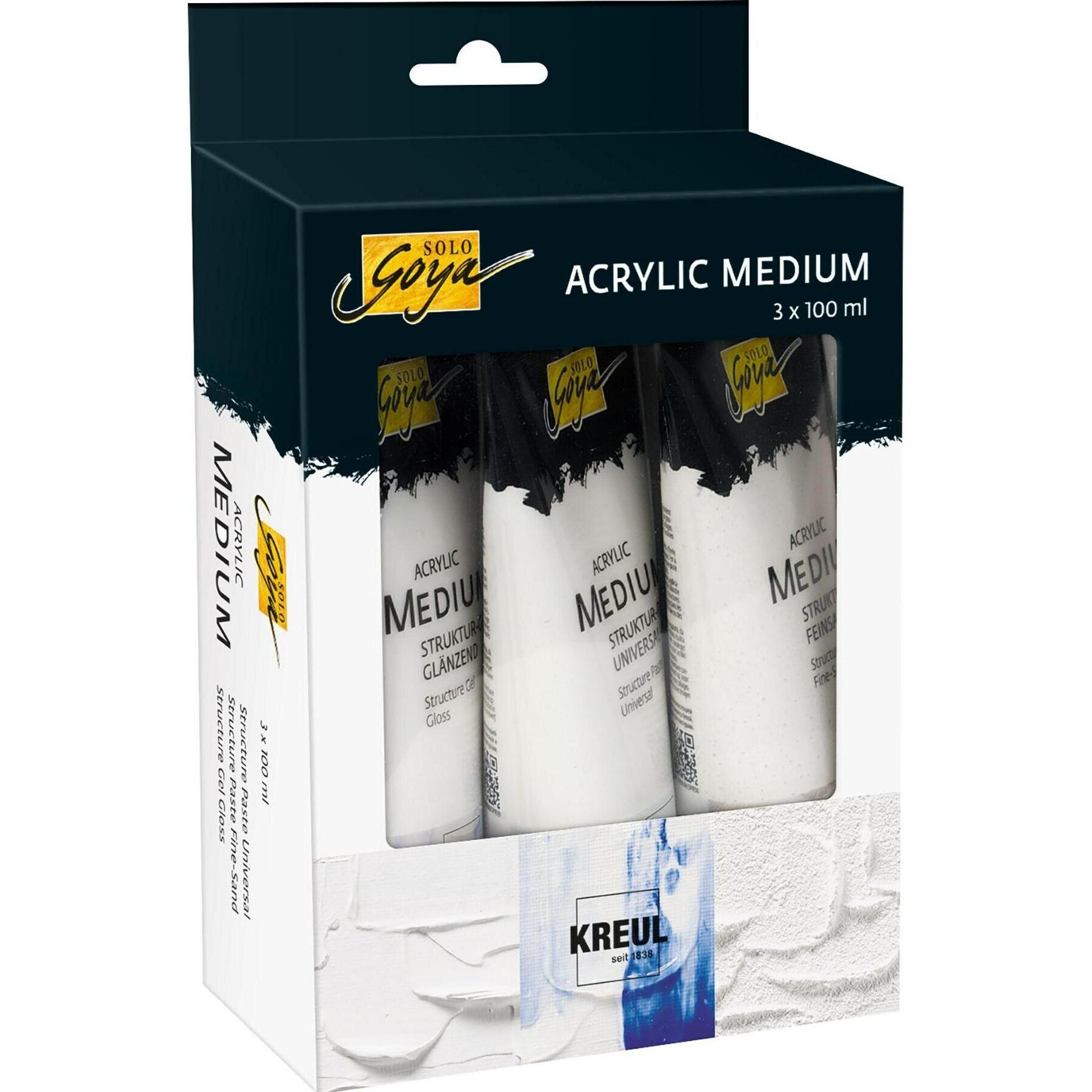 Kreul 85930 - Solo Goya Acrylic Medium Set, 3 x 100 ml tube, structure ...