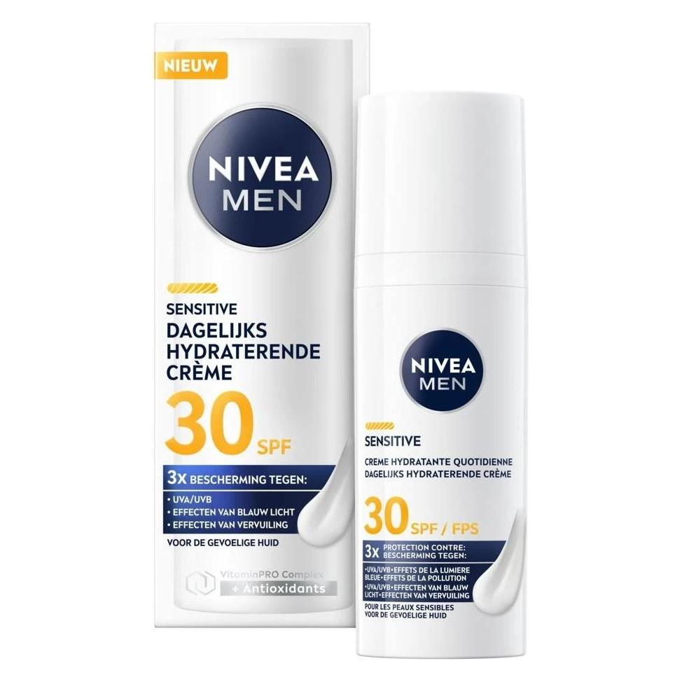 NIVEA Men's Sensitive Triple Protect Moisturiser Spf30