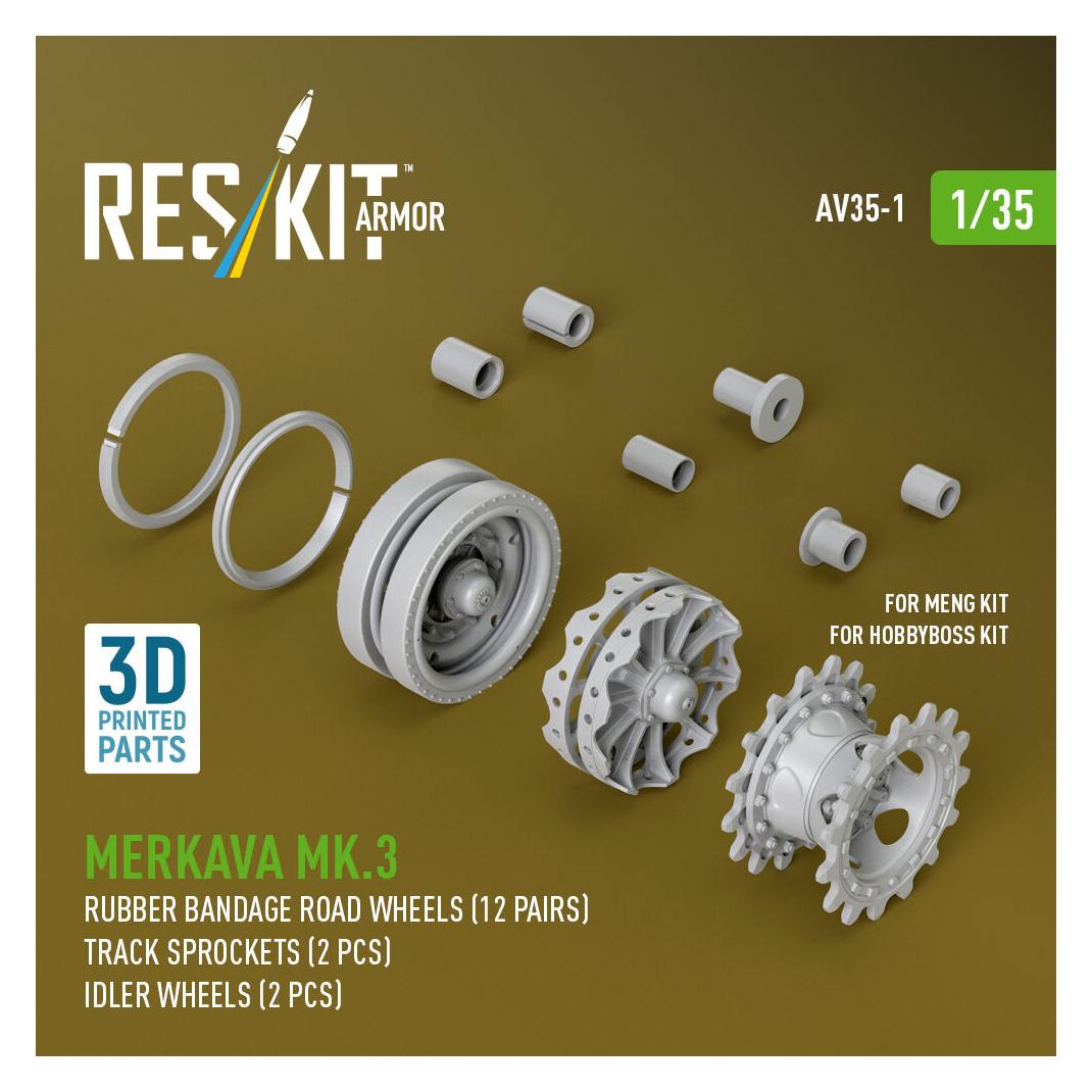 ResKit Merkava Mk.3 rubber bandage road wheels (12 pairs), track ...