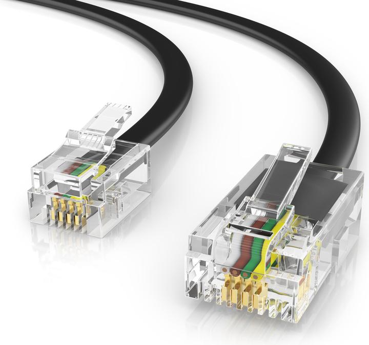 CSL Flachkabel RJ45 zu RJ11, Telefonkabel, Router zu Telefon Fax ...