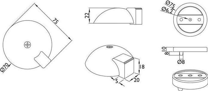 Tecwerk Bodentürstopper 3699 Ø 70/75 mm Höhe 18/22 mm Edelstahl matt ...