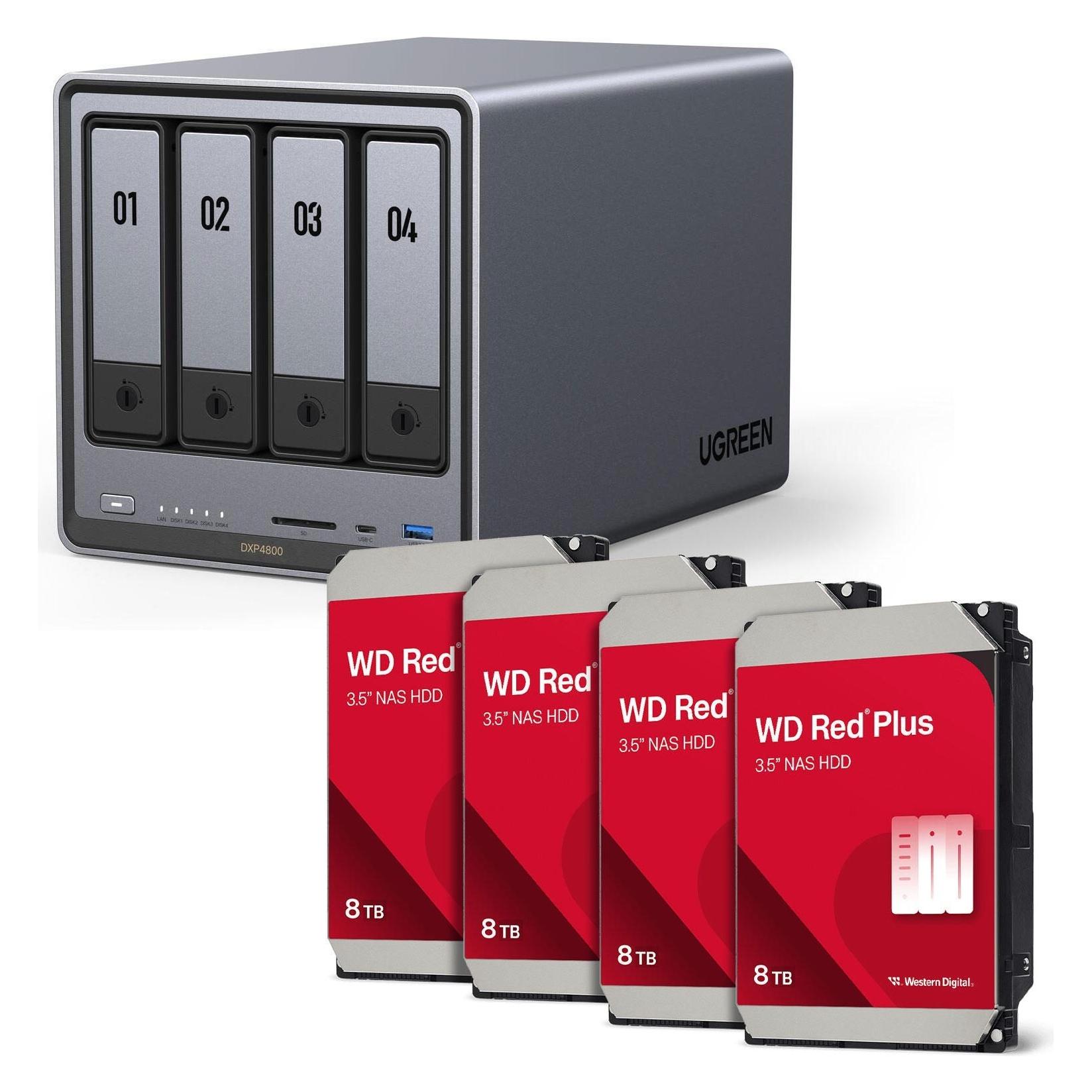 Ugreen NASync DXP4800 + Western Digital Festplatte 32 TB (4 x 8 TB)