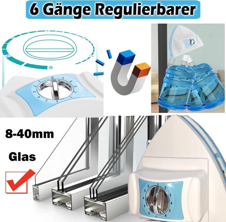 Hooha Magnetischer Fensterputzer für Mehrfachverglasung (8-40 mm)
