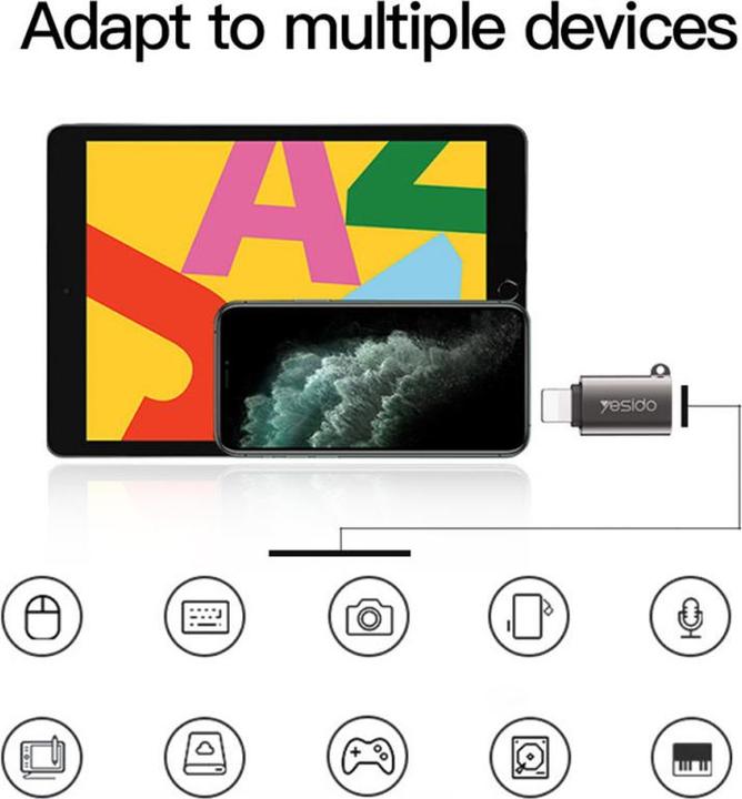 Yesido - OTG Adapter (GS14) - USB 3.0 to Lightning, Plug & Play ...