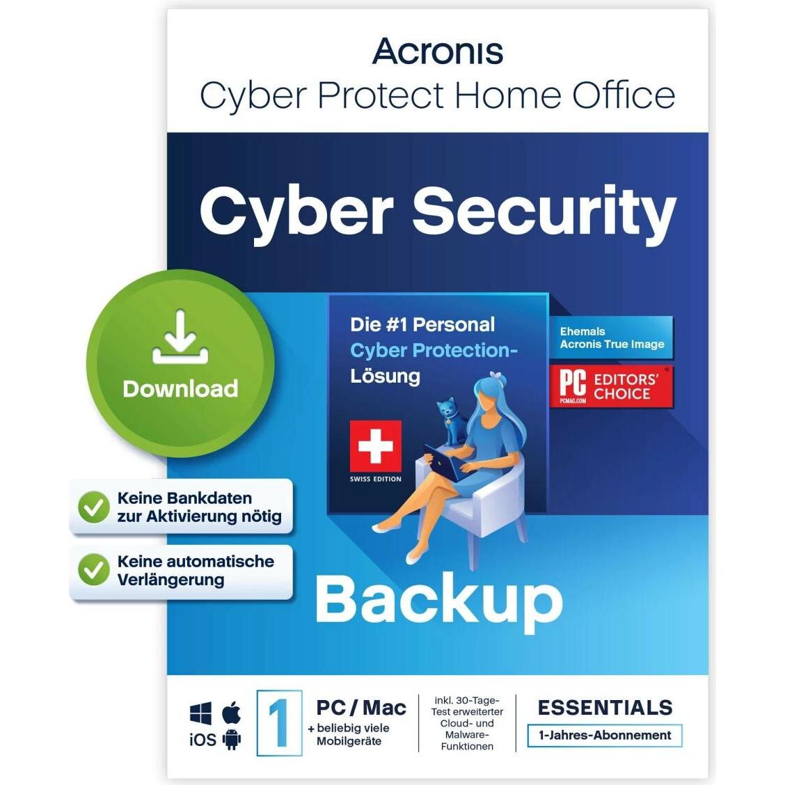 Acronis Cyber Protect Home Office Essentials ESD, Subscr. 1y, 1 PC (1 ...