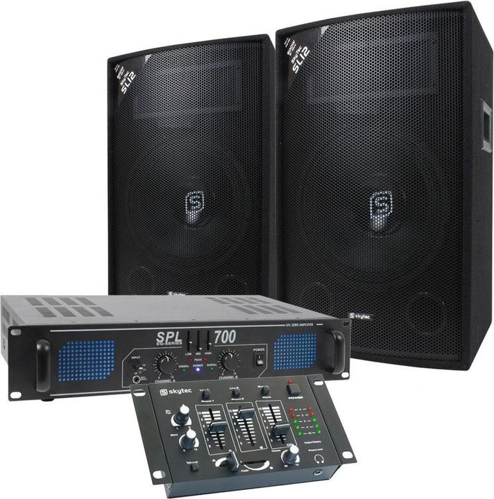 Skytec DJ Set - Set completo per DJ con mixer, amplificatore e 12 ...