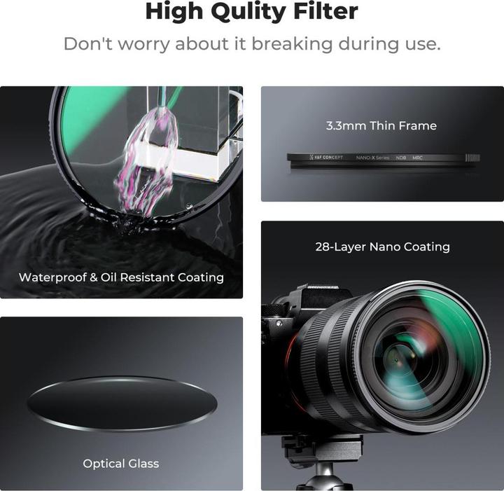 K&F Concept 77MM ND64 Filter HD Waterproof Anti Scratch 28 Layers Green ...