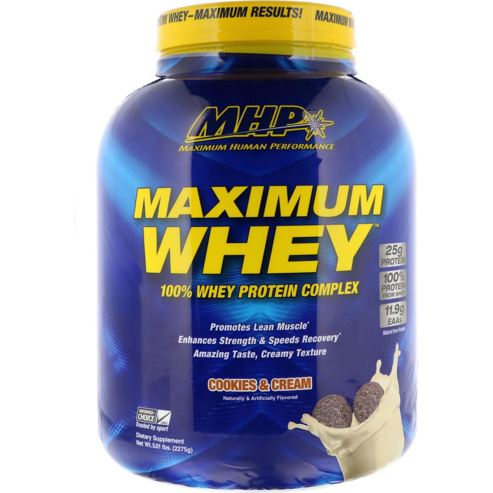 MHP Maximum Whey - 100% Whey Protein (62 Servings, Cookies & Cream ...
