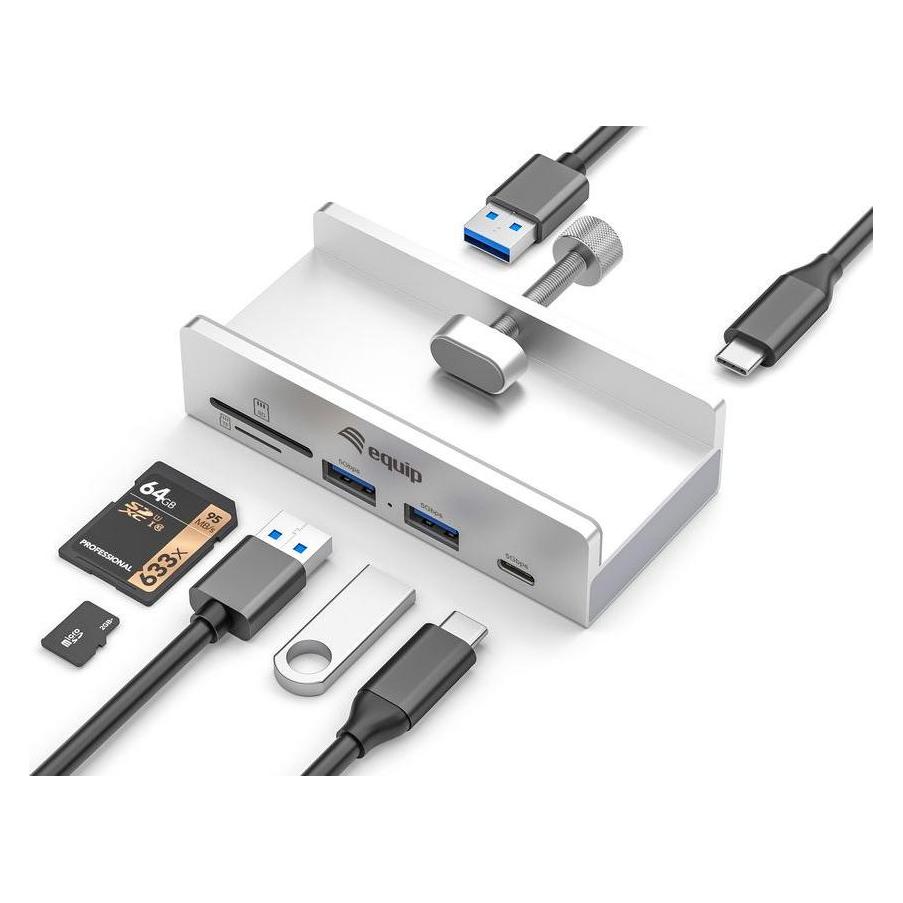 equip USB-Hub 5-Port 3.2/C->2xUSB-C 2xUSB 3.2 5Gpbs