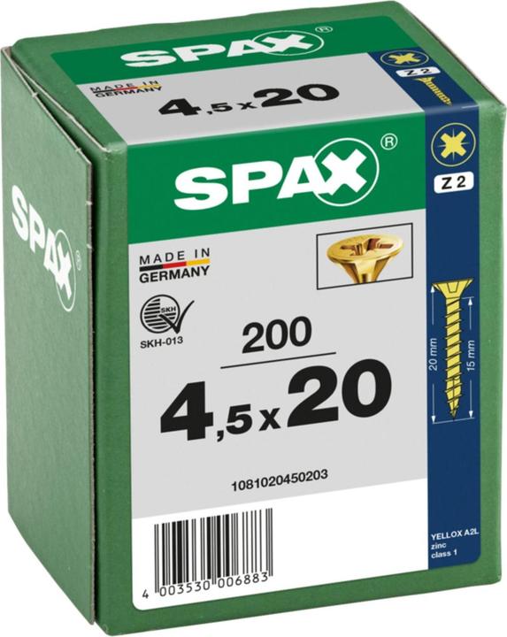 Spax Countersunk Multi Head Cross Recess Z2 Fully Threaded Yellox (200 ...