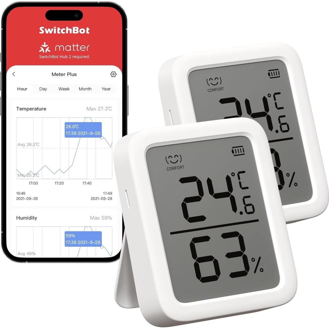 SwitchBot Thermometer Hygrometer mit App (2er Set) - Galaxus