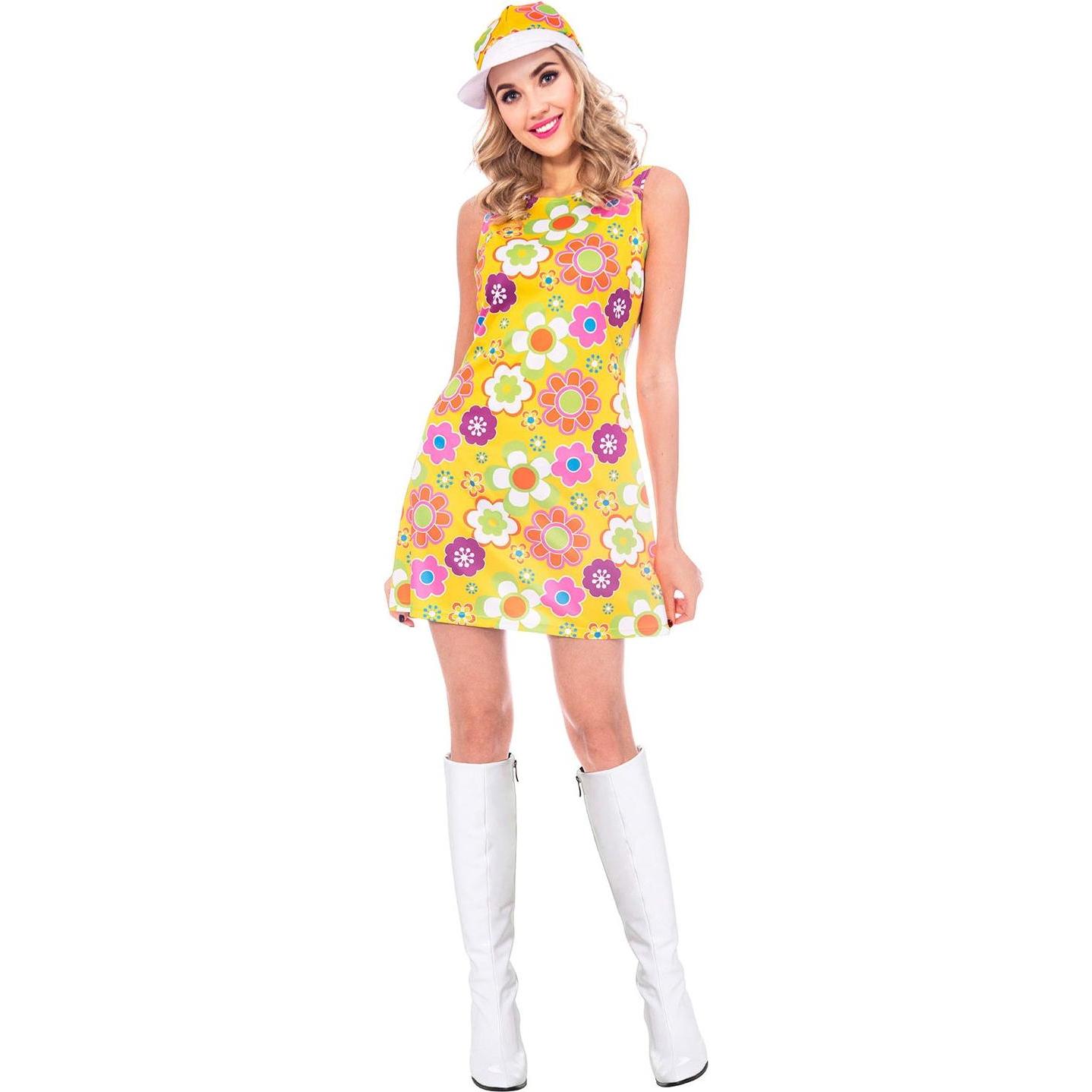 Amscan 60er Jahre Flower Power Kleid mit Hut für Damen - Galaxus