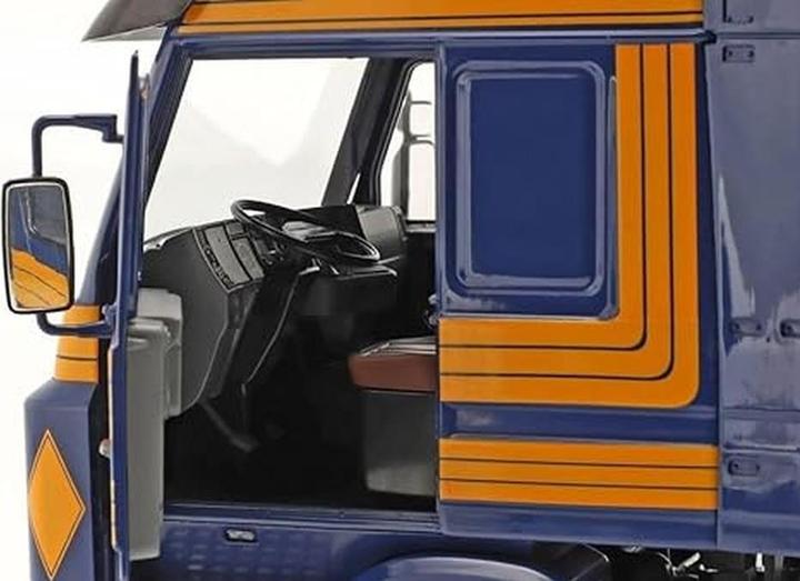 Mercedes-Benz SCANIA 143 Topline donkerblauw, geel, 1987, ASG, 1:18 ...