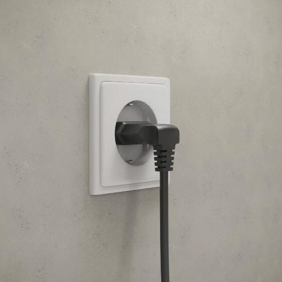 Hama Extension cable with angled Euro plug, for indoors, 3 m, black ...