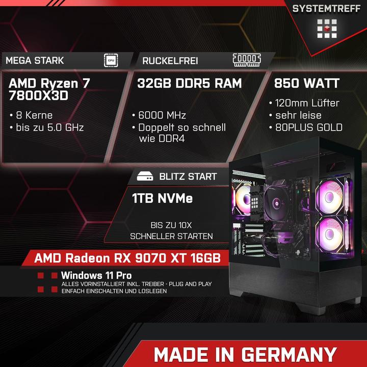 SYSTEMTREFF Gaming PC G244898 (1000 GB, 32 GB, AMD Ryzen 7 7800X3D ...