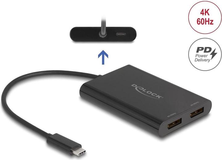 Delock Adapter USB Type-C zu 2 x DisplayPort 4K 60 Hz mit DisplayLink ...
