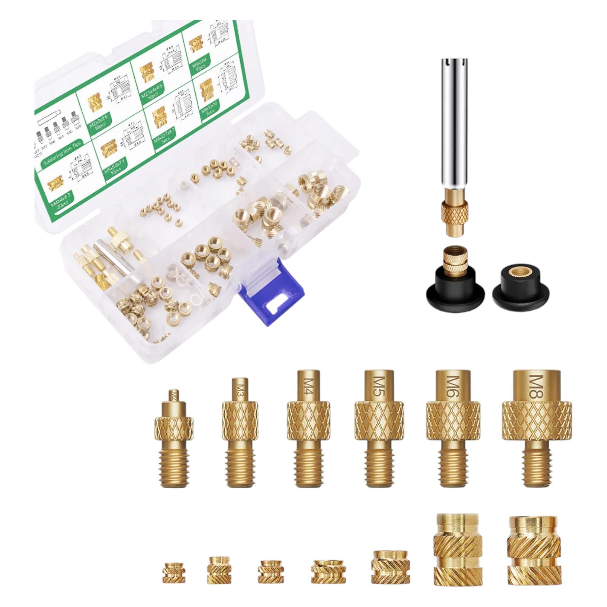 Purecrea Gewindeeinsätze Insert M2–M8 Messing 77-teilig mit ...