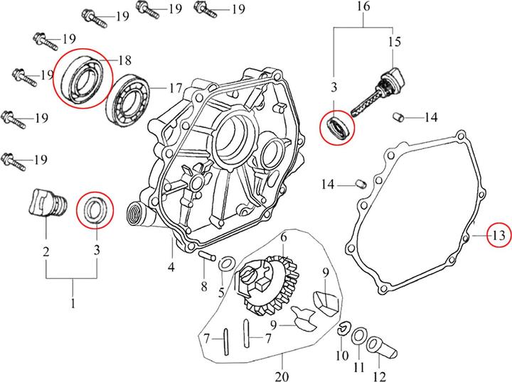 Wiltec LIFAN Benzinmotor 15 PS Ersatzteil Dichtungssatz Dichtungen Set ...