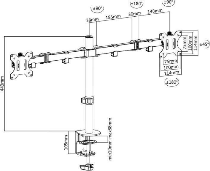 Maclean Table de montage pour 2 écrans MC-754 13" - 32" max. 8kg - Galaxus