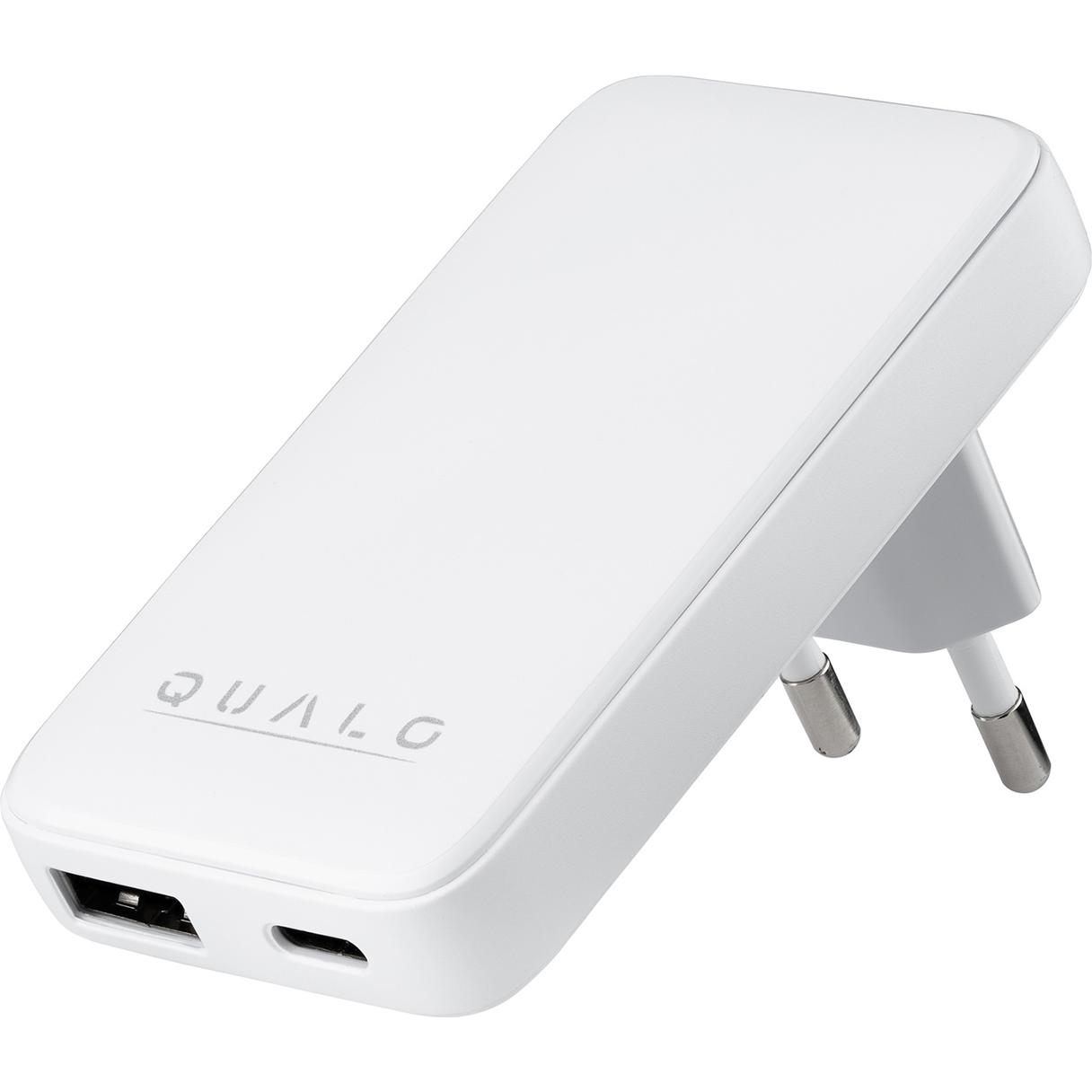 Qualo Adapter Ultra Slim GaN USB-A USB-C PD 45W angled flat wall ...